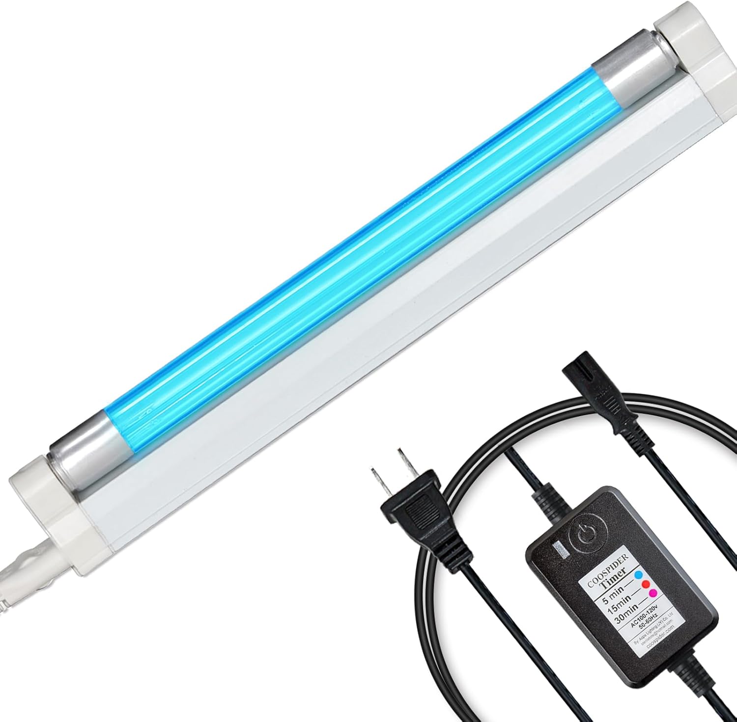 Coospider 6W UV Light with Ozone,185nm Sanitizer Lamp with 3 Time Gear ...