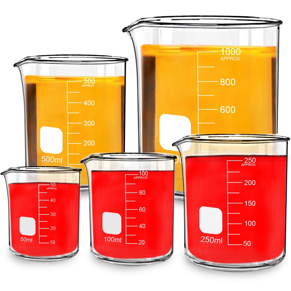Vaso de Precipitado, Vaso de Laboratorio 5PCS, Vaso Medidor-Vaso de ...