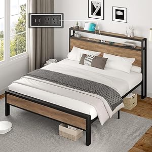 Amazon.com: AMERLIFE Full Size Bed Frame Industrial Platform Bed with ...