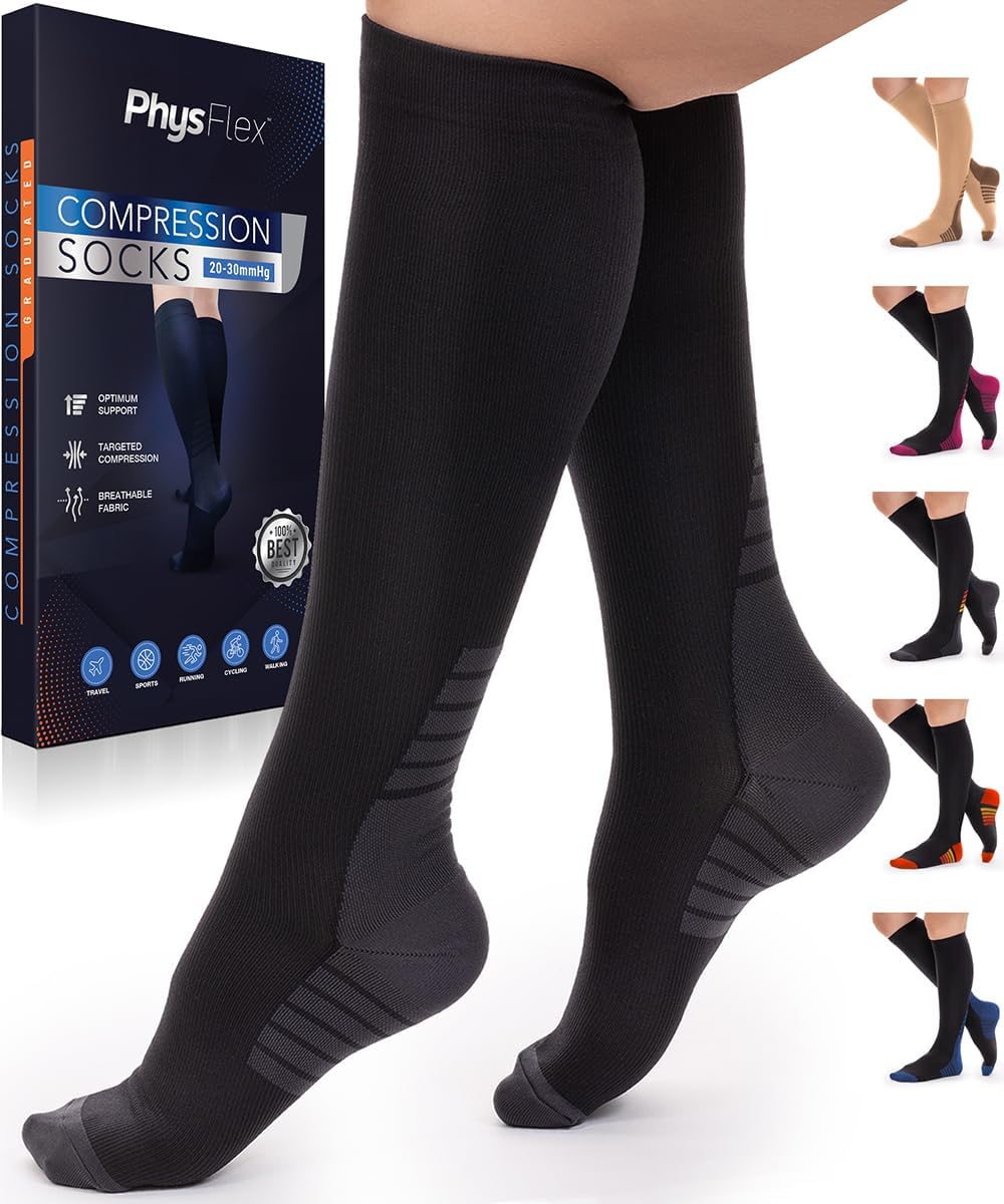 Amazon.com: Graduated Copper Compression Socks 6 Pairs Knee High Socks ...