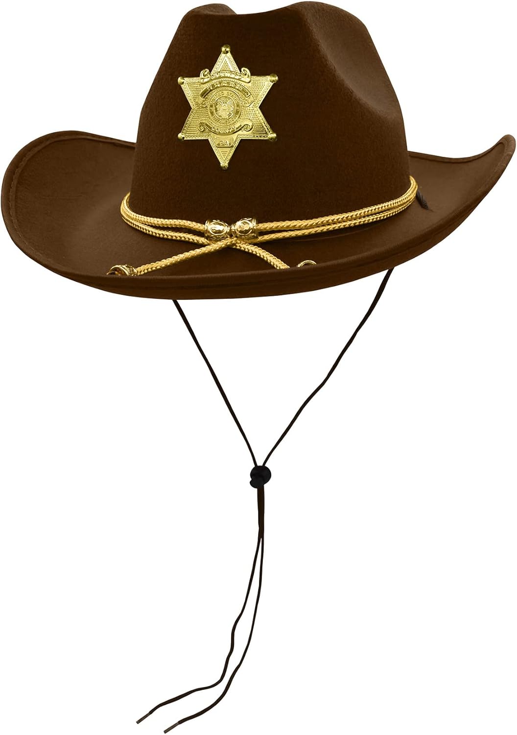 Nicky Bigs Novelties Adult Brown Western Sheriff Badge Cowboy Hat ...