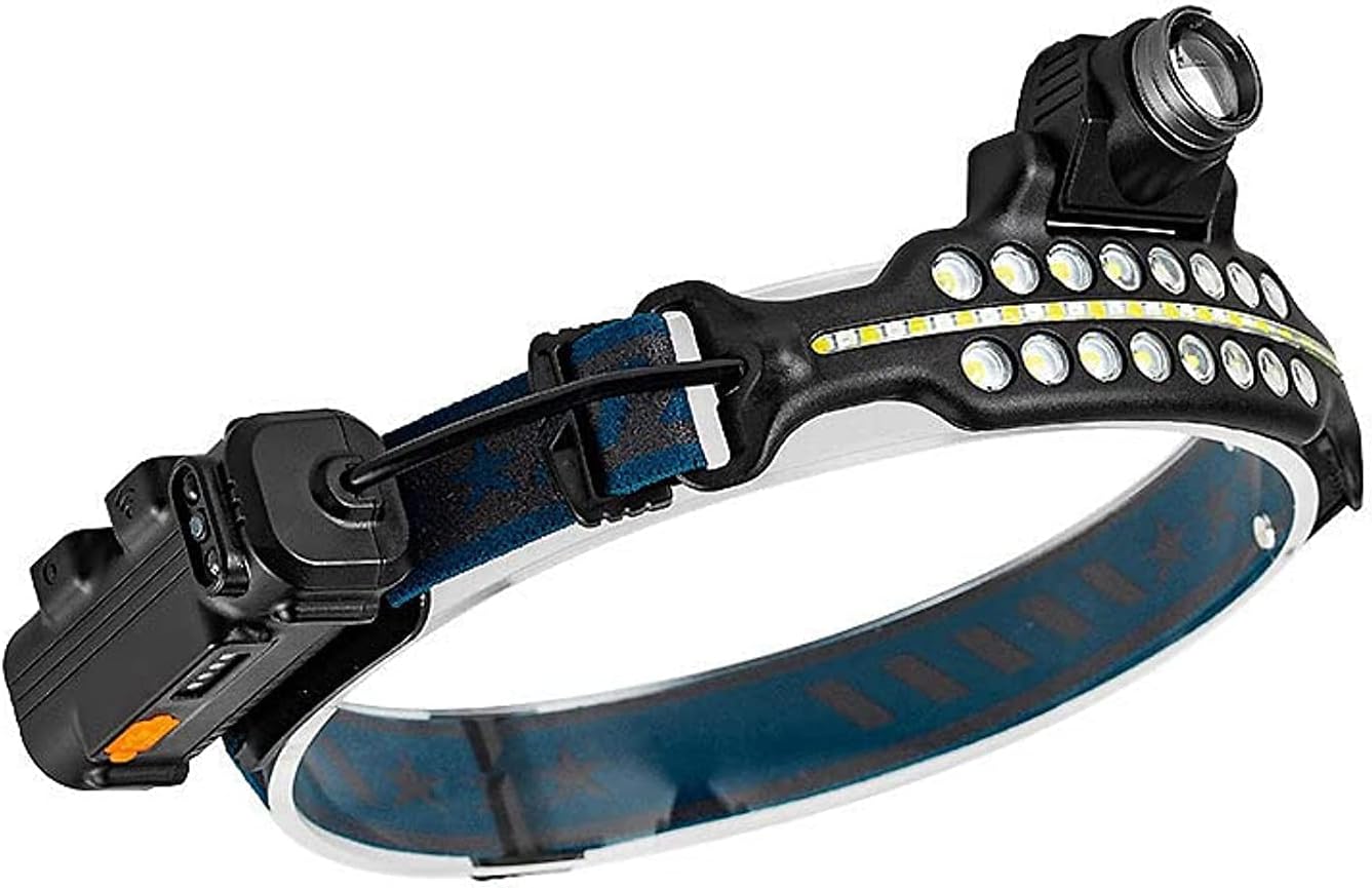 ELIKLIV LED Head Torch Rechargeable, IP65 Waterproof Headlight ...