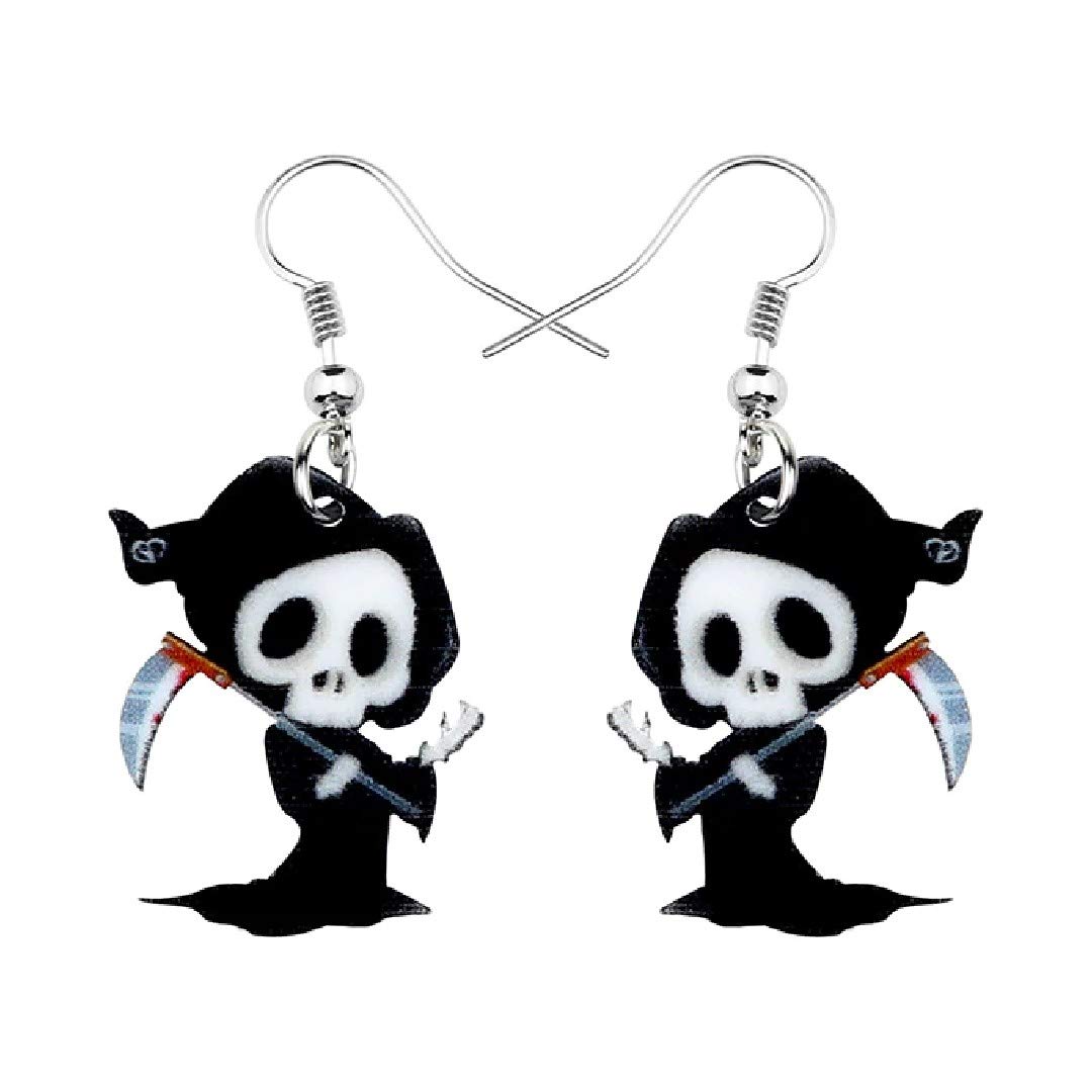 Amazon.com: Chibi Grim Reaper Earring Earrings Acrylic Death Skeleton ...