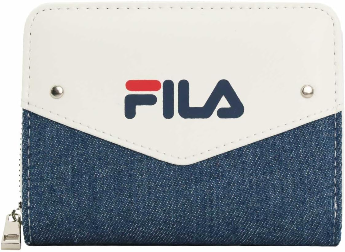 Amazon | [フィラ] 財布 二つ折り ラウンドファスナー デニムレター メンズ レディース FIS-0633 (ホワイト) | FILA | 財布