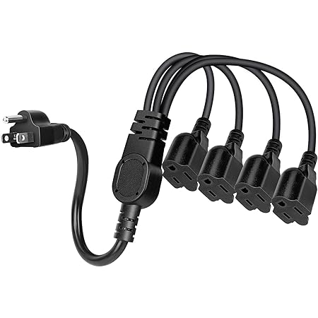 Amazon.com: CHENXRN 1 to 4 Outlet Power Cord Splitter Extension Cable ...