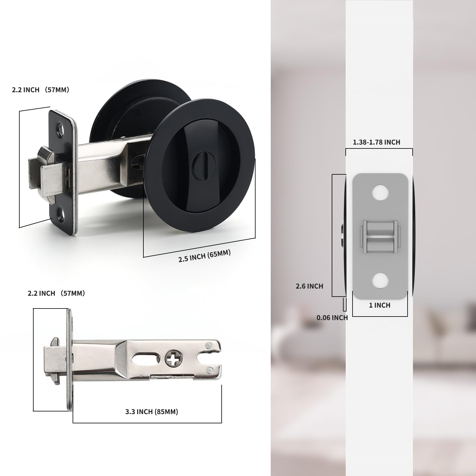 Snapklik.com : Sliding Pocket Door Lock, Matte Black Pocket Door ...