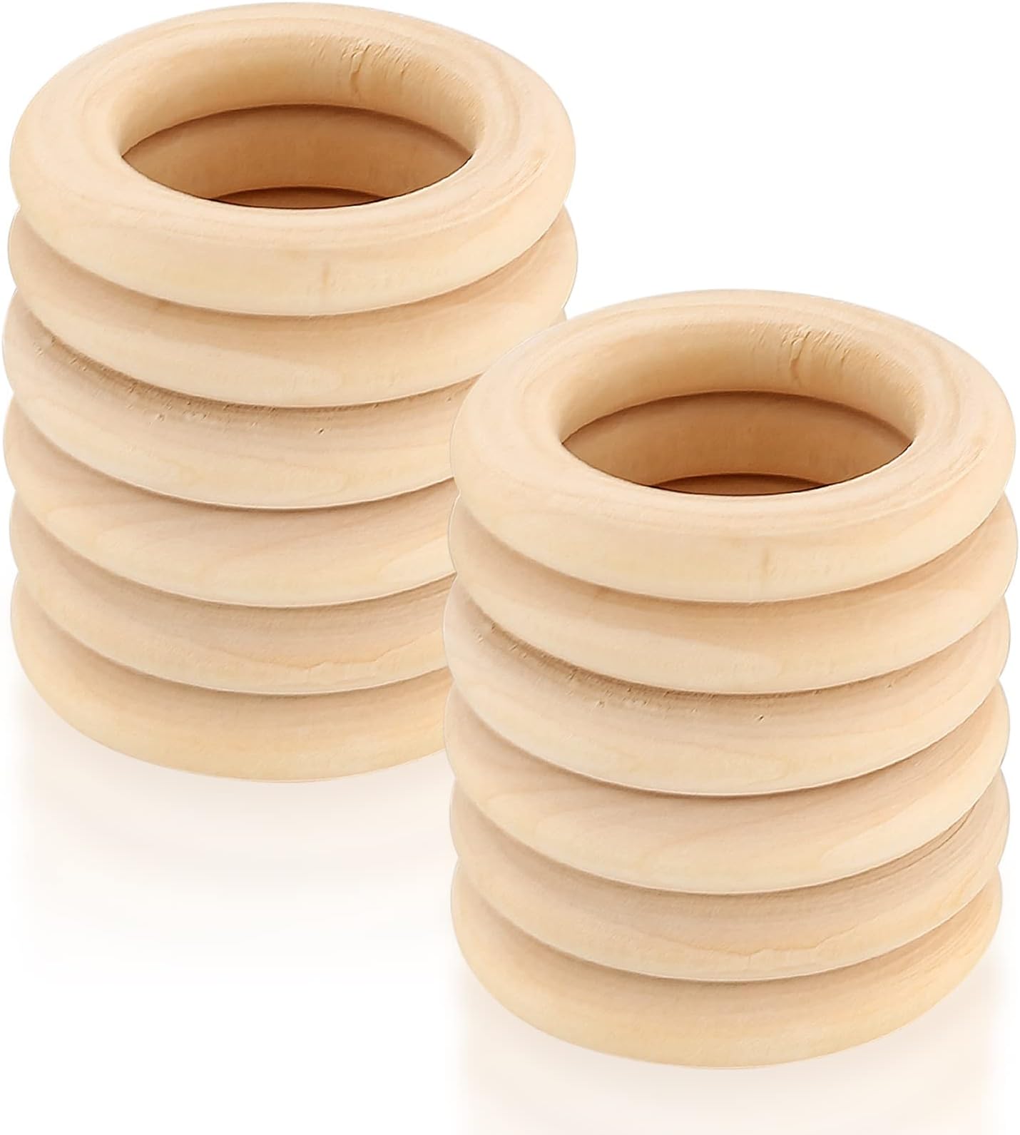 Kurtzy 50 Pack Natural Wooden Rings - Unfinished DIY Wood Craft Hoops ...