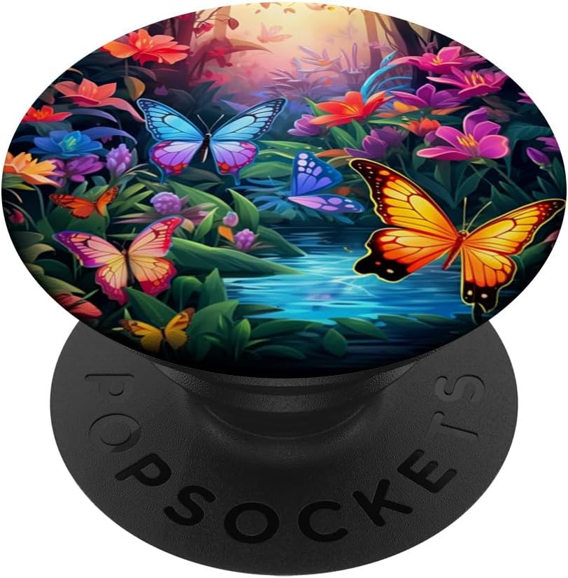Amazon.com: Colored Butterflies In Forest Butterfly PopSockets Standard ...