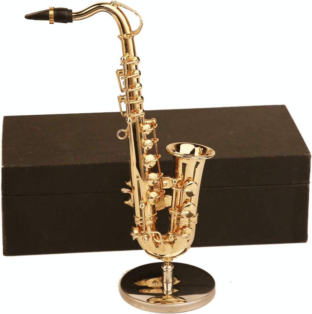 Amazon.com: Dselvgvu Miniature Saxophone with Stand and Case Brass Mini ...