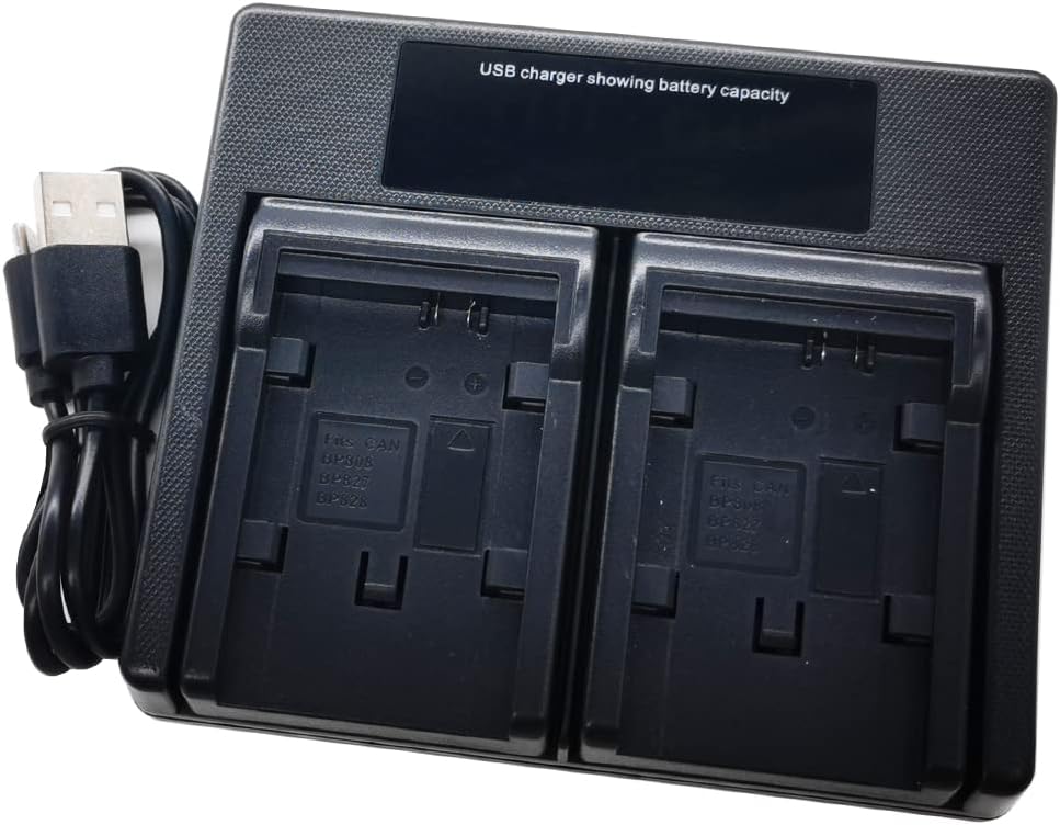 USB Dual Battery Charger for Canon BP-828 BP-827 BP-820 BP-808 BP-807 ...