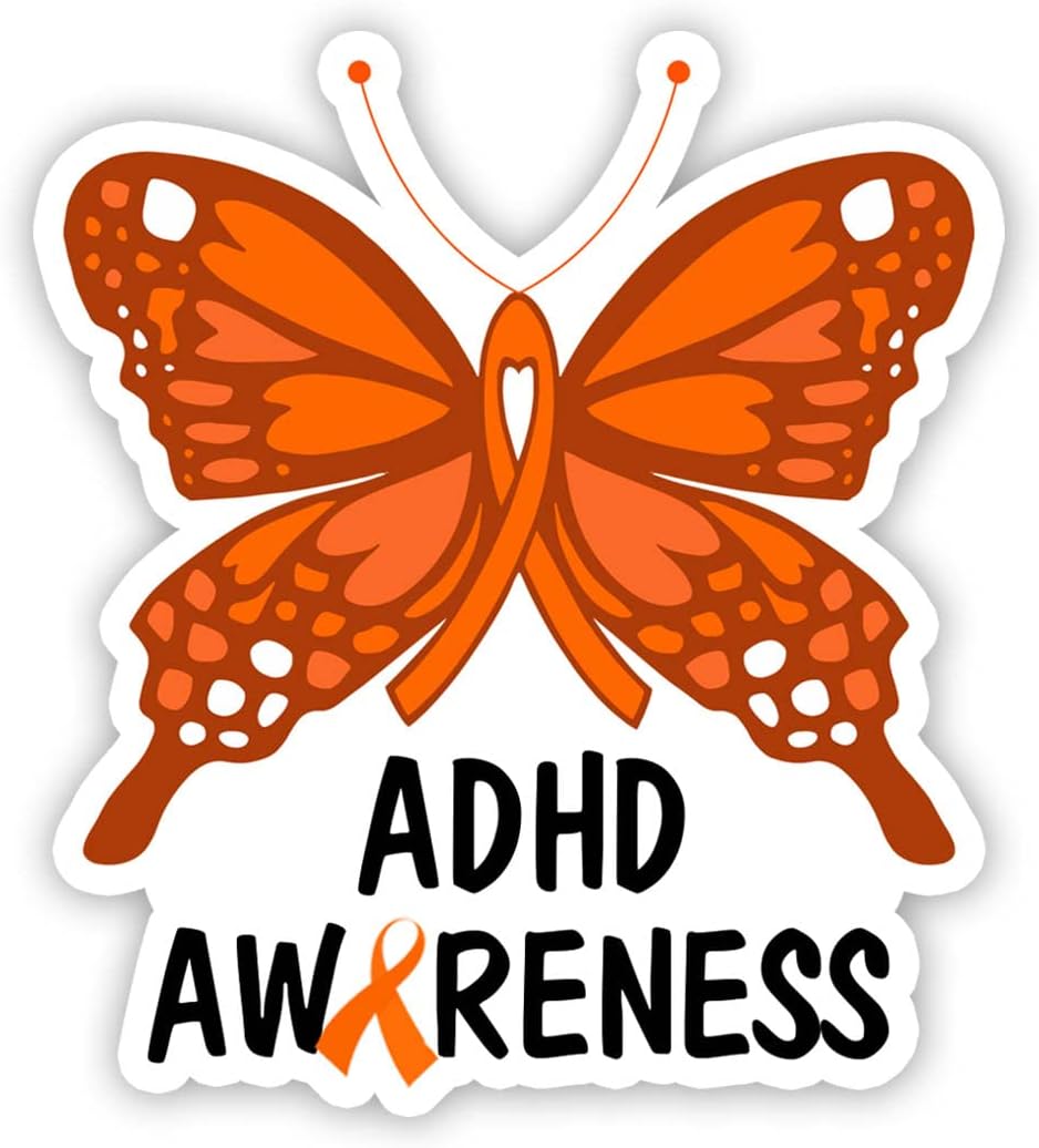 Amazon.com - TODOLIA ADHD Awareness Sticker, ADHD Orange Ribbon ...