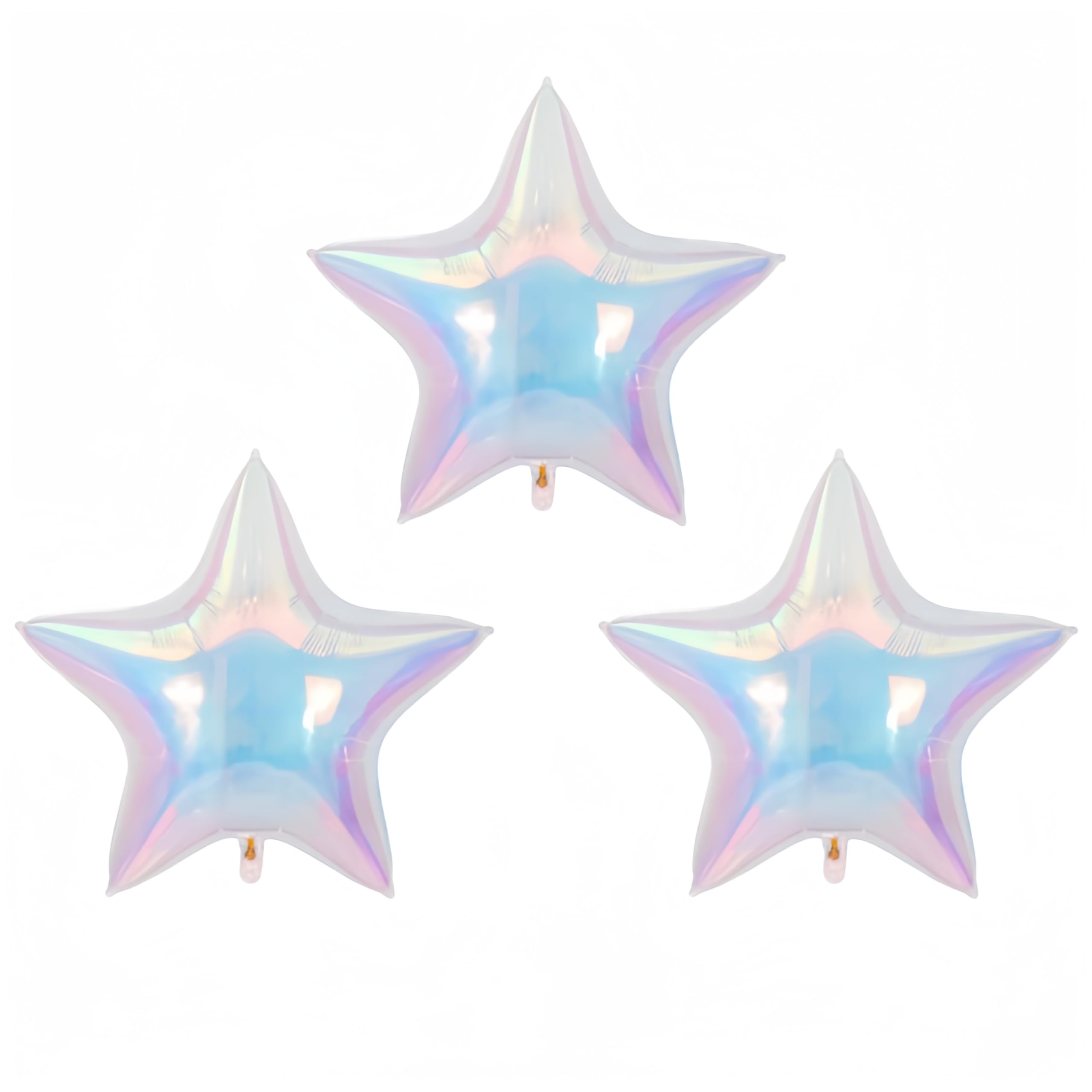 Amazon.com: 3Pcs Iridescent Star Balloons 32Inch/Christmas Clear Foil Transparent Rainbow ...