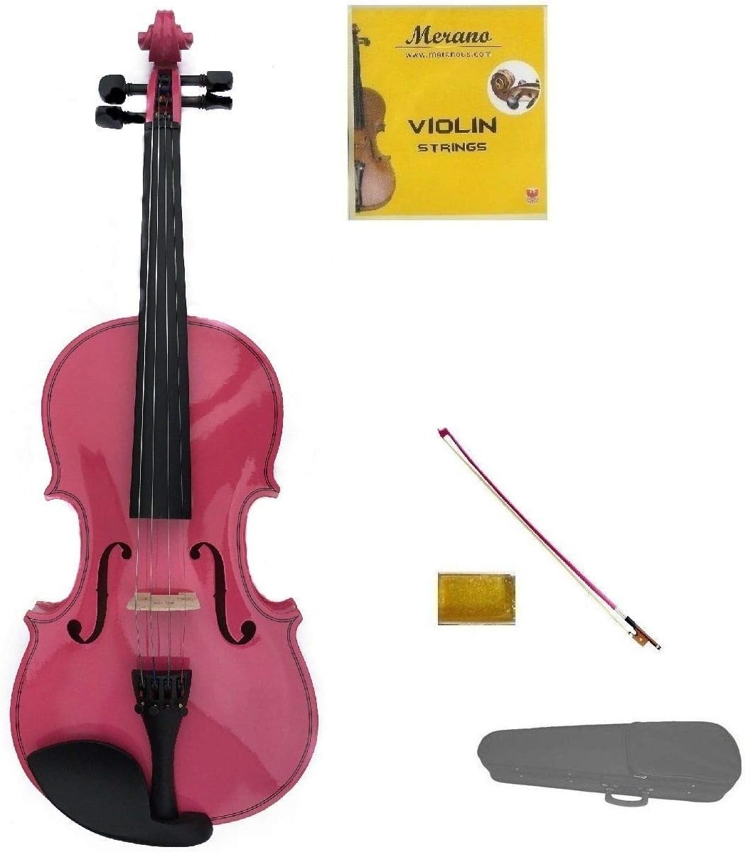 Amazon.com: Merano 4/4 Size Pink Violin with Case, Pink Bow, Rosin ...