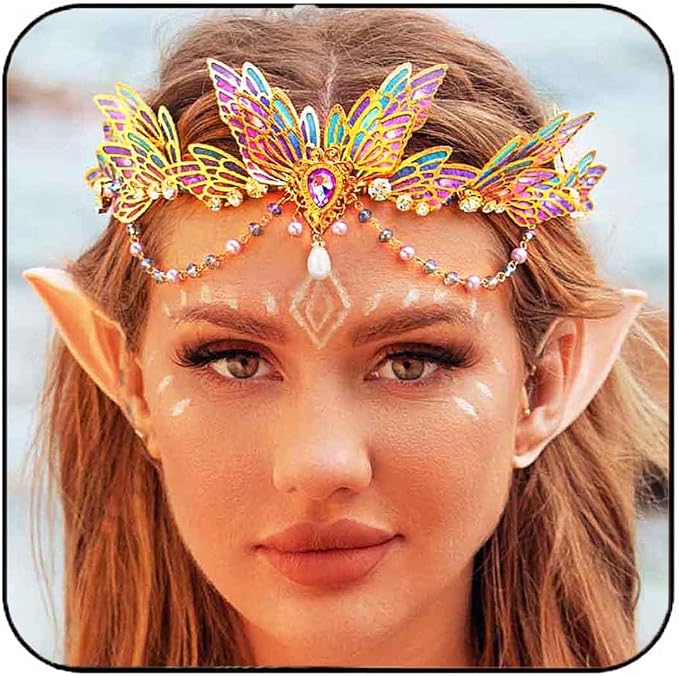 BARTOSI Fairy Butterfly Crown Purple Elf Headband Crystal Bridal ...