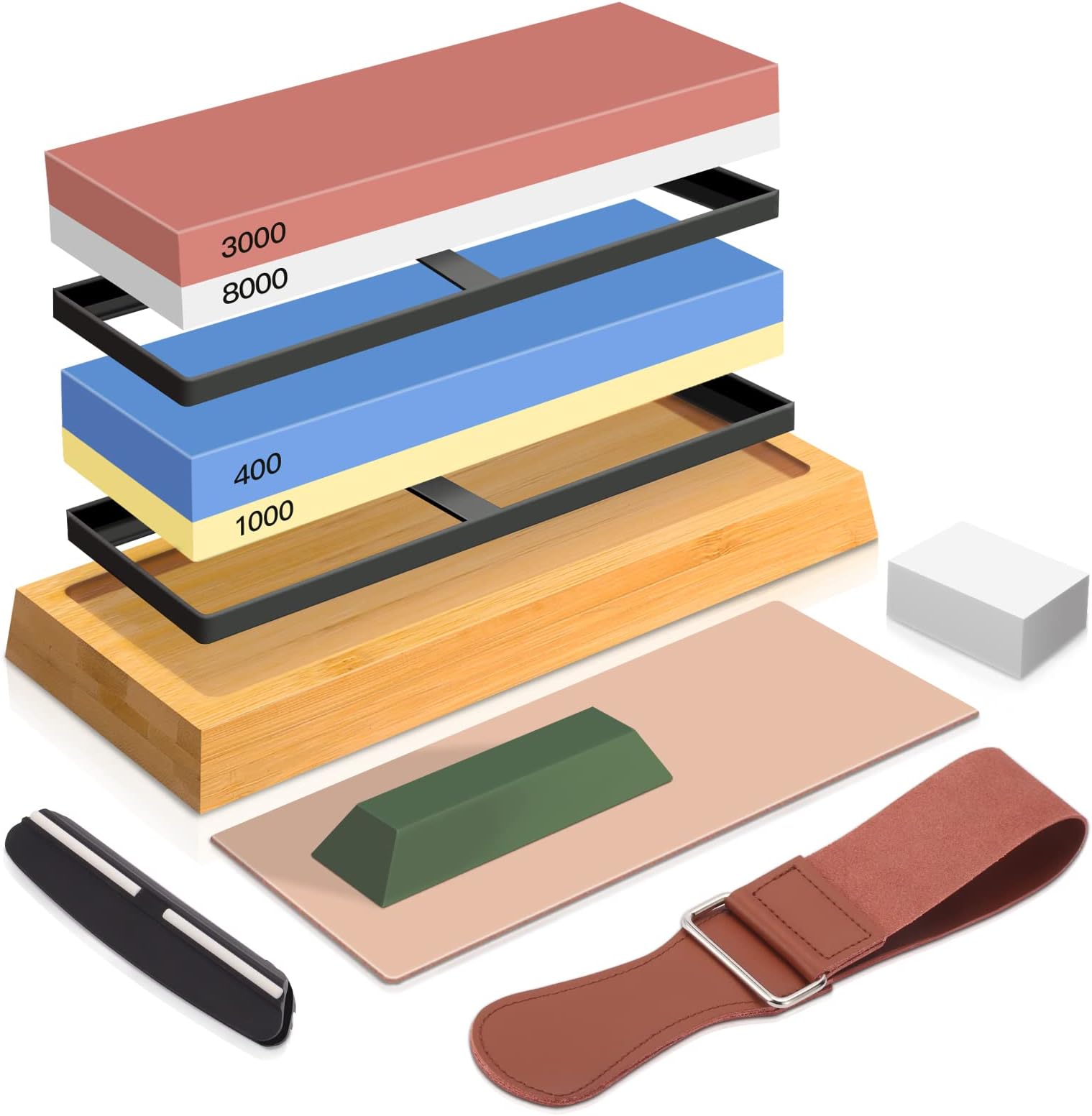 Amazon.com: Premium Knife Sharpening Stone Set – 400/1000 and 3000/8000 ...