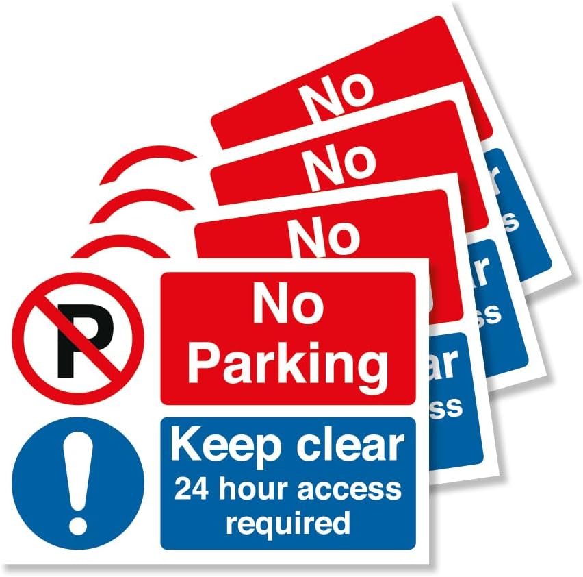 Punkcards - No Parking Sign - 2 Pack - “No Parking Keep Clear 24 hour ...