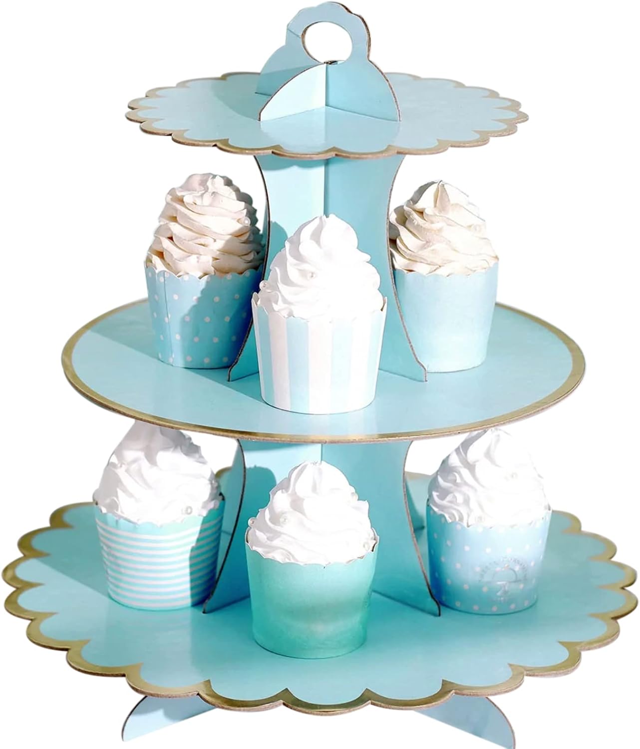 Amazon.com: YHomU 3-Tier Party Cupcake Stand, Cardboard Cake Holder ...