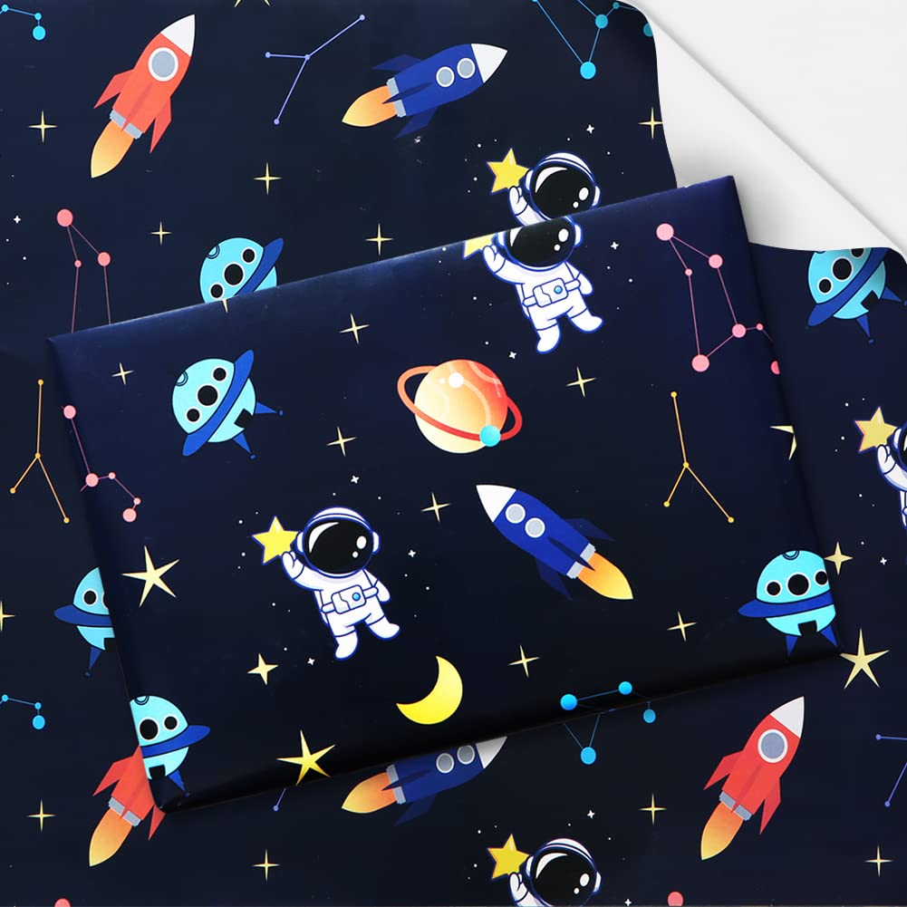 Amazon.com: Geluode Birthday Wrapping Paper for Kids Boys Girls Space ...