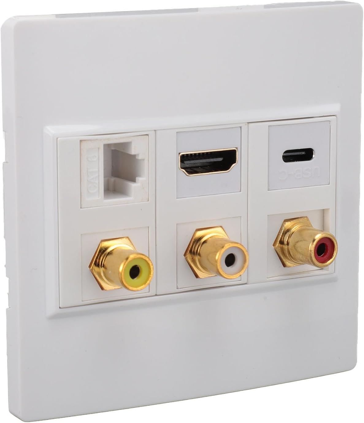 6 Port Wall Plate, 3RCA, HDMI, CAT6 and Type C Jack Wall Panel for ...