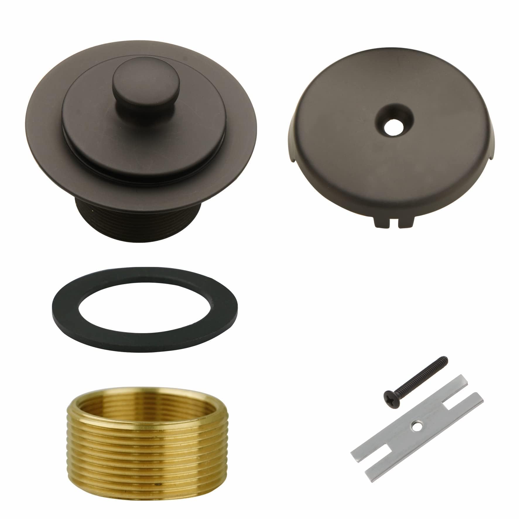 Bronze Tub Drain and Overflow Kit with Single Hole Overflow Faceplate ...