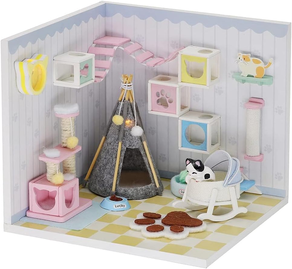 Amazon.com: Kisoy Dollhouse Miniature with Furniture Kit, DIY 3D Wooden ...