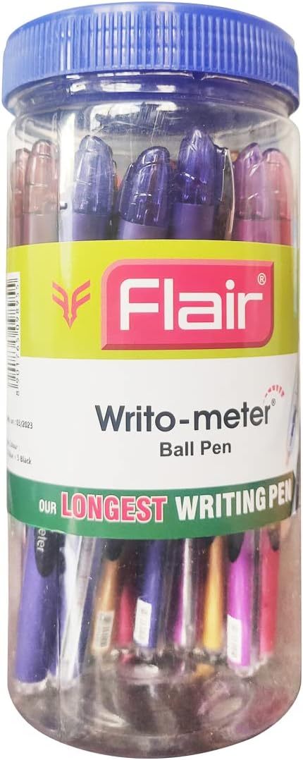 Amazon.com : FLAIR Writometer Ball Pen Jar Pack | Stainless Steel Tip ...