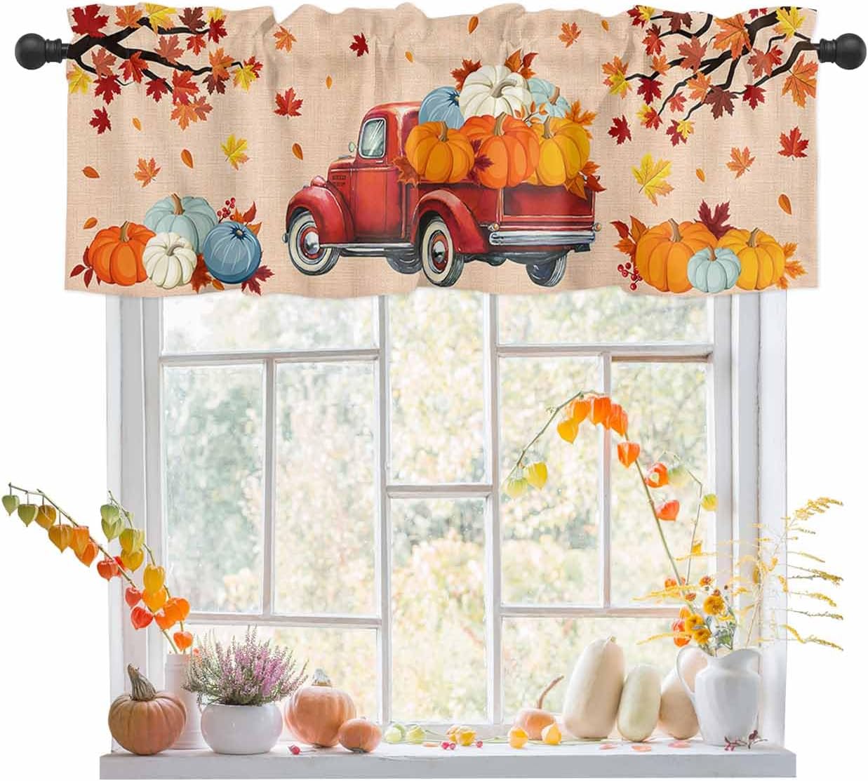 Amazon.com: Preboun 4 Pack Autumn Gnomes Windows Valances Winter Gnomes ...