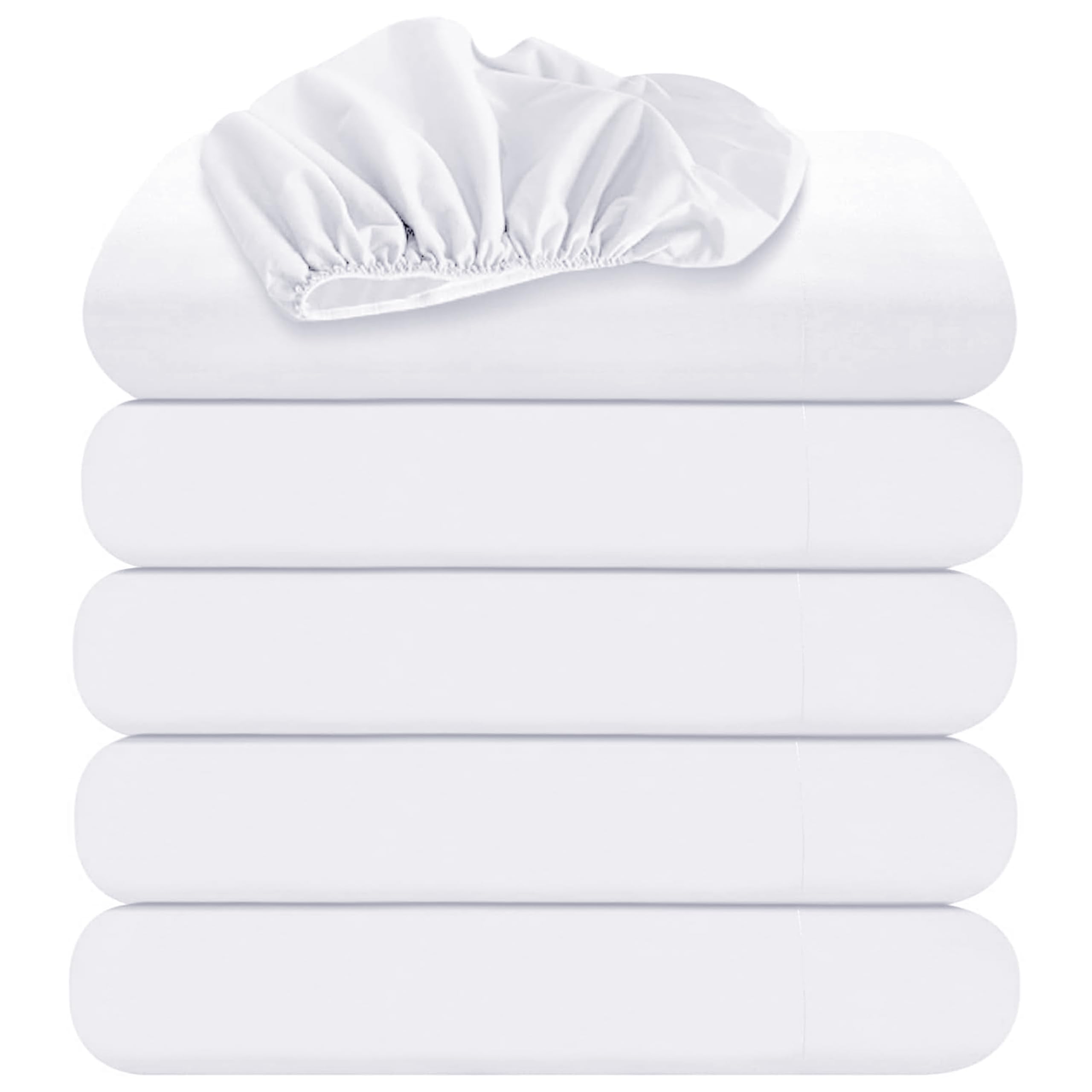 Amazon.com: Oakias Queen Fitted Sheets White – Pack of 6 Bottom Sheets ...