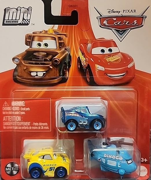 Amazon.com: Disney Cars Mini Racers 3 Pack Sponsored by Dino Rotor ...