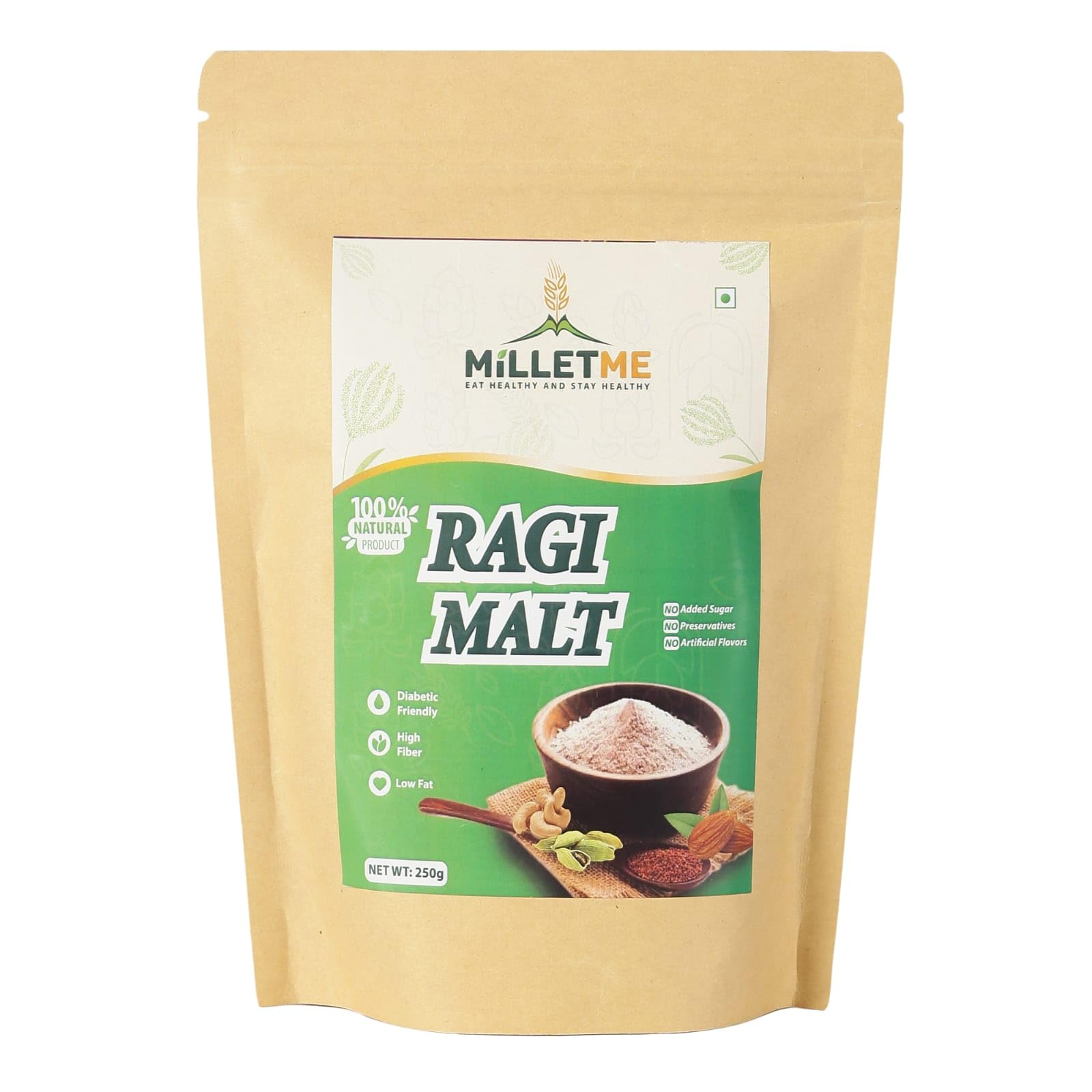 Buy MILLET ME Ragi Malt Drink Mix 250gms | Ragi malt is 75% ragi 25% ...