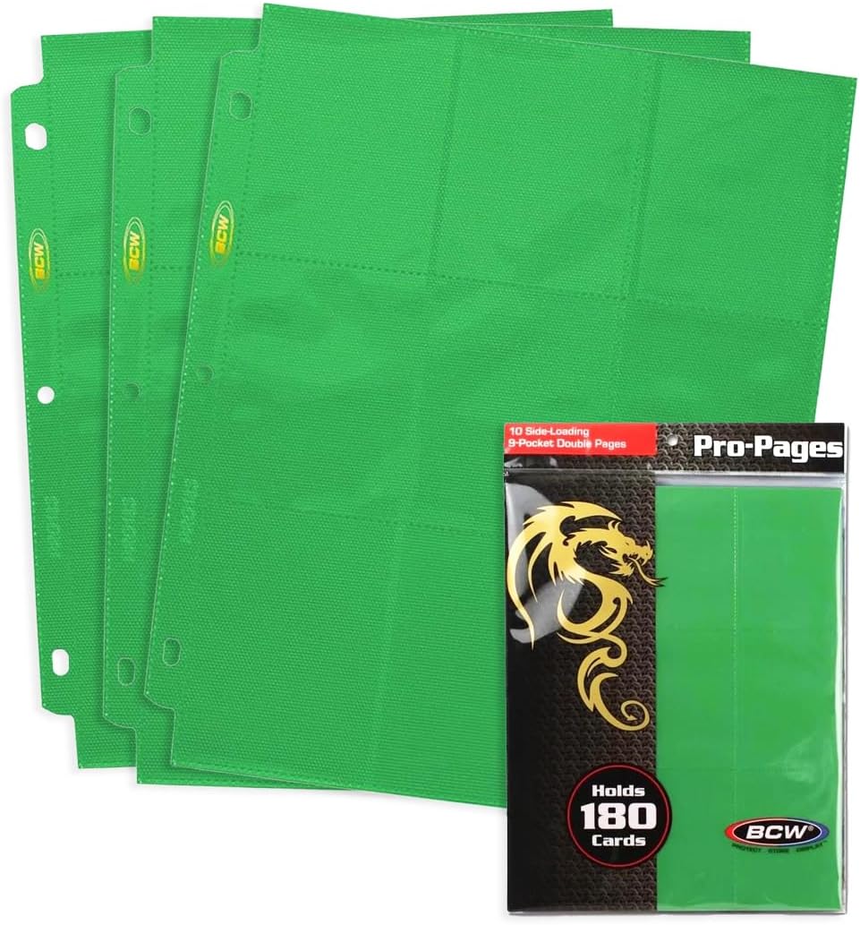 Amazon.com: BCW Double-Sided 9-Pocket Pages Holder - 20 Green Pages ...