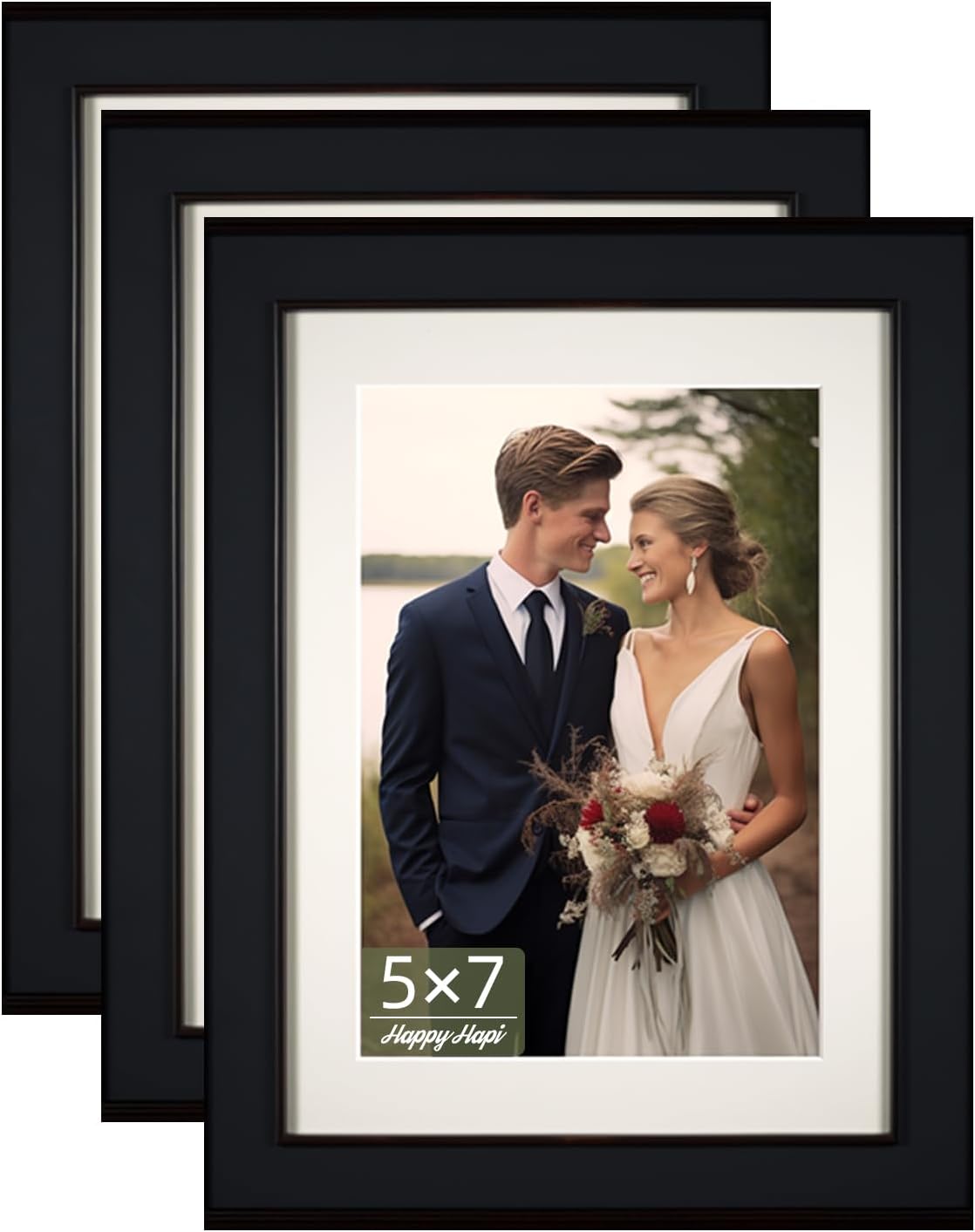 Amazon.com - HappyHapi 5x7 Picture Frames, 3 Pack Photo Frames, Display ...