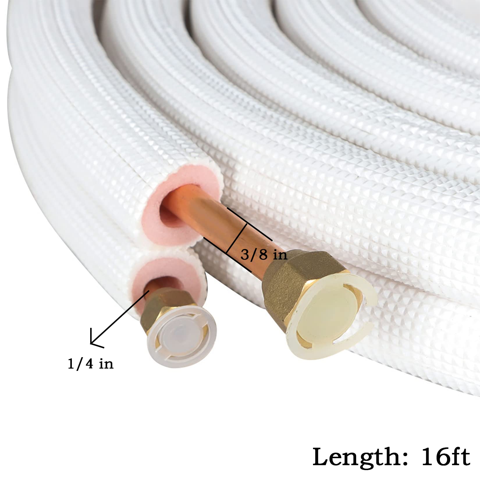 findmall 16FT Air Conditioning Copper Tubing Hose Extension 1/4" and 3/ ...