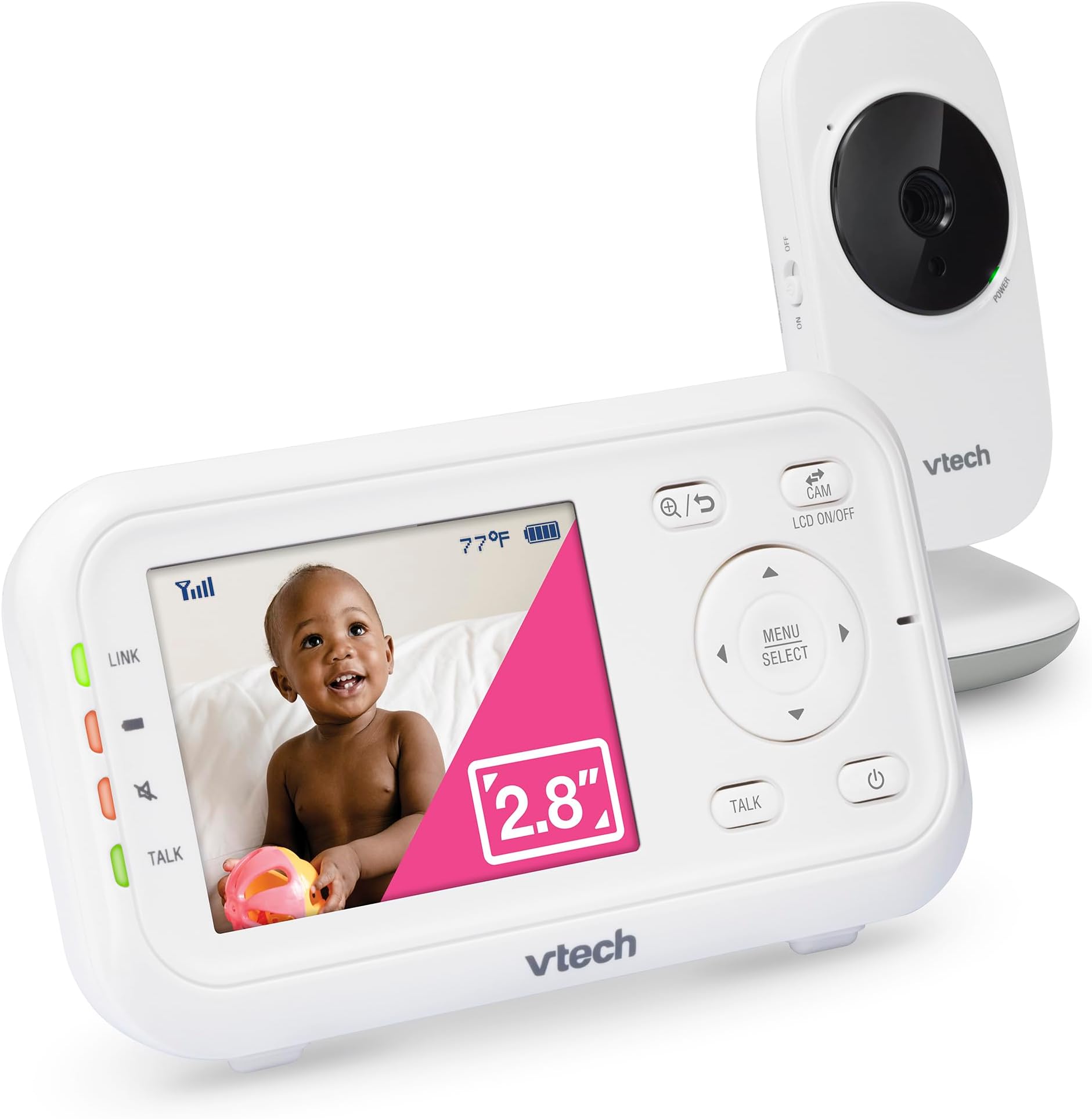 VTech Video Baby Monitor with 1000ft Long Range, Auto Night Vision, 2.8 ...
