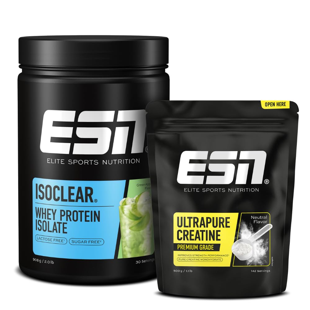ESN ISOCLEAR Whey Isolate Proteinpulver, Green Apple, 908 g + ESN ...