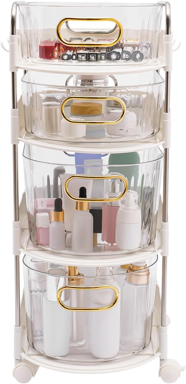 Amazon.com: CNCEST 4-Tier Plastic Drawer Organizer, 4-Drawer Storage ...