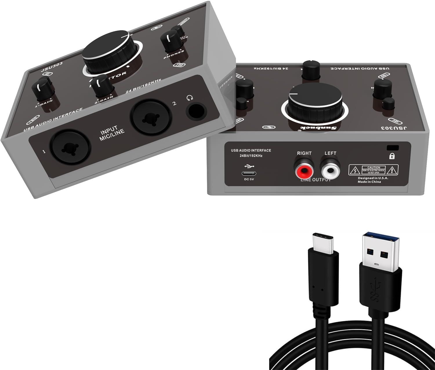 Amazon.com: USB Audio Interface +48V Phantom Power with 3.55m ...