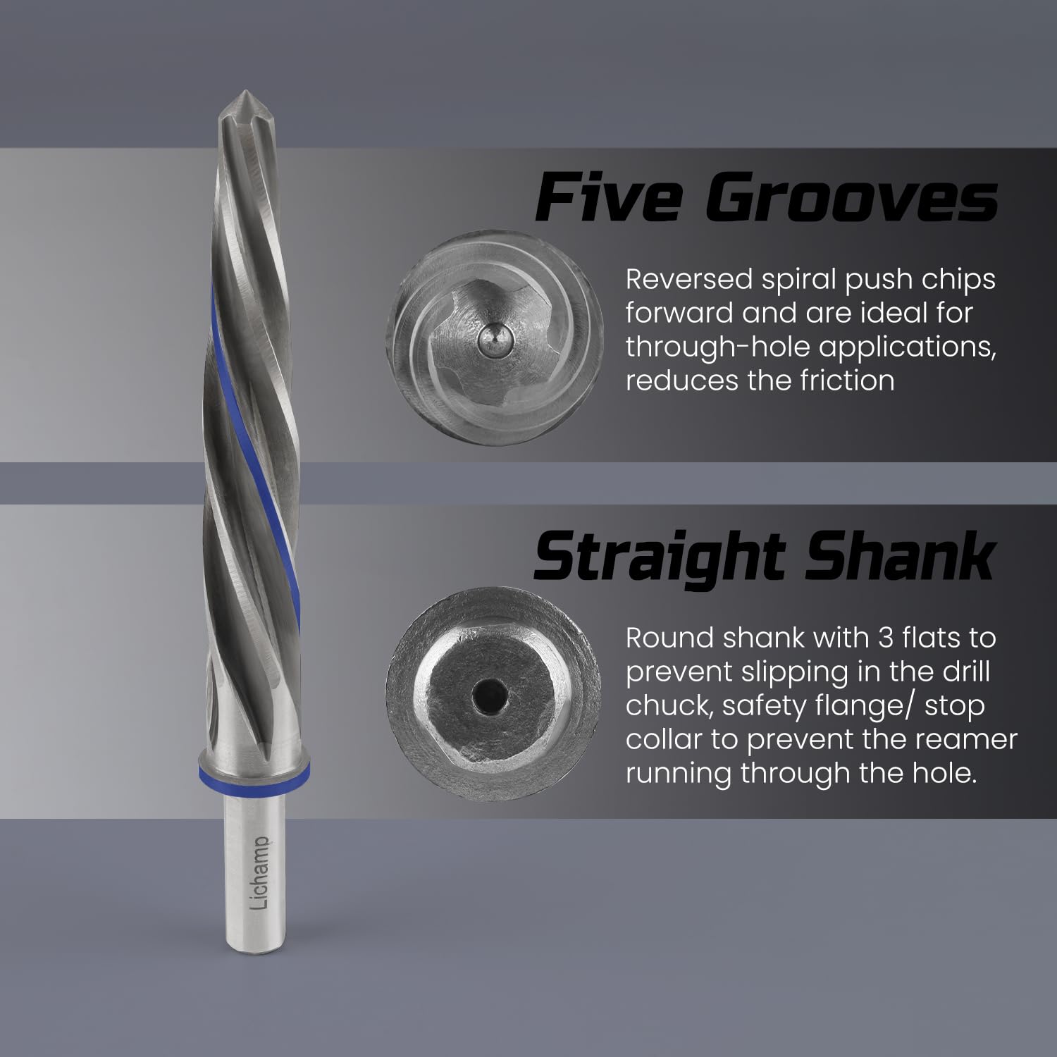 Snapklik.com : Lichamp 5-Piece M2 HSS Reamer Drill Bit Set