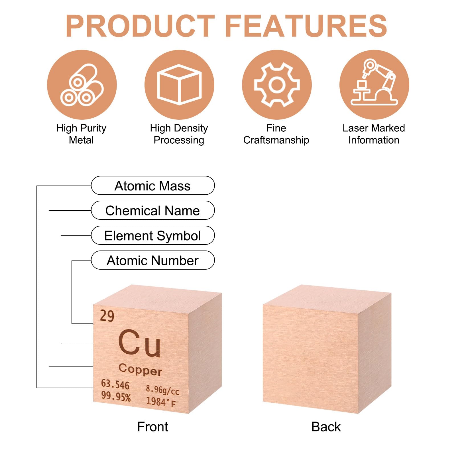 5 Inch Tungsten Cube Uxcell 2 Pcs Copper Element Cubes - 1.5 Inch High ...