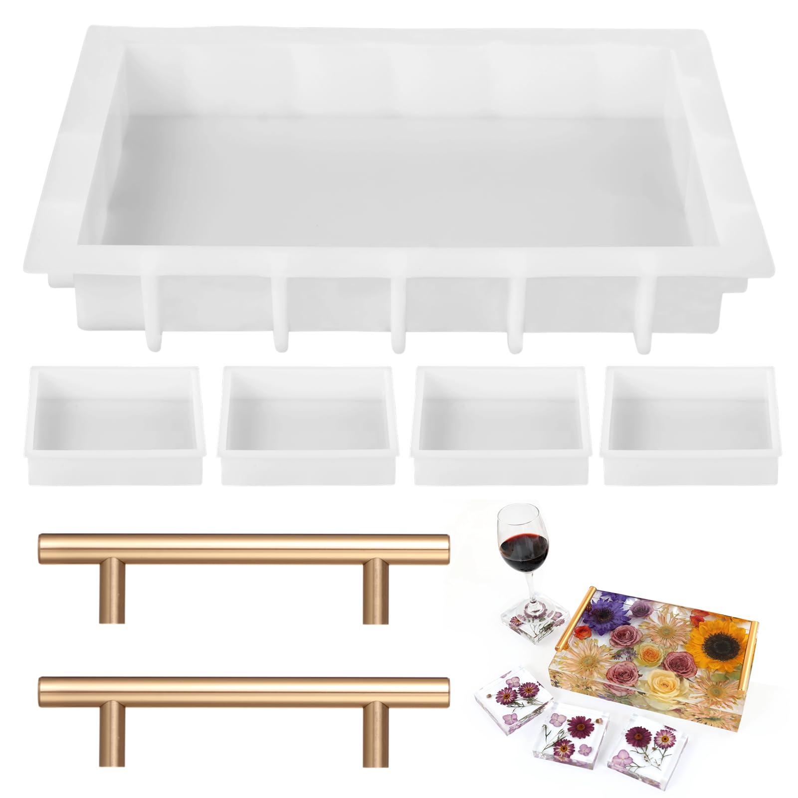 Snapklik.com : Silicone Tray Molds Set For Epoxy Resin Casting, 13.5 X ...