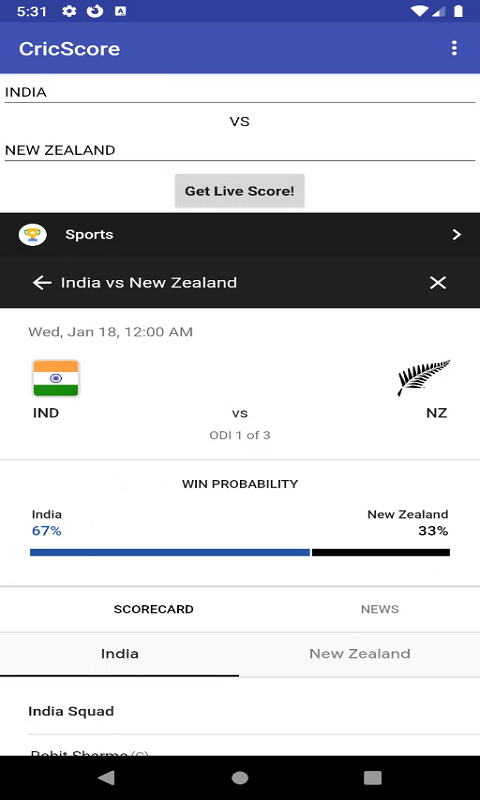 Cric Score - Live Cricket Scores:Amazon.in:Appstore for Android