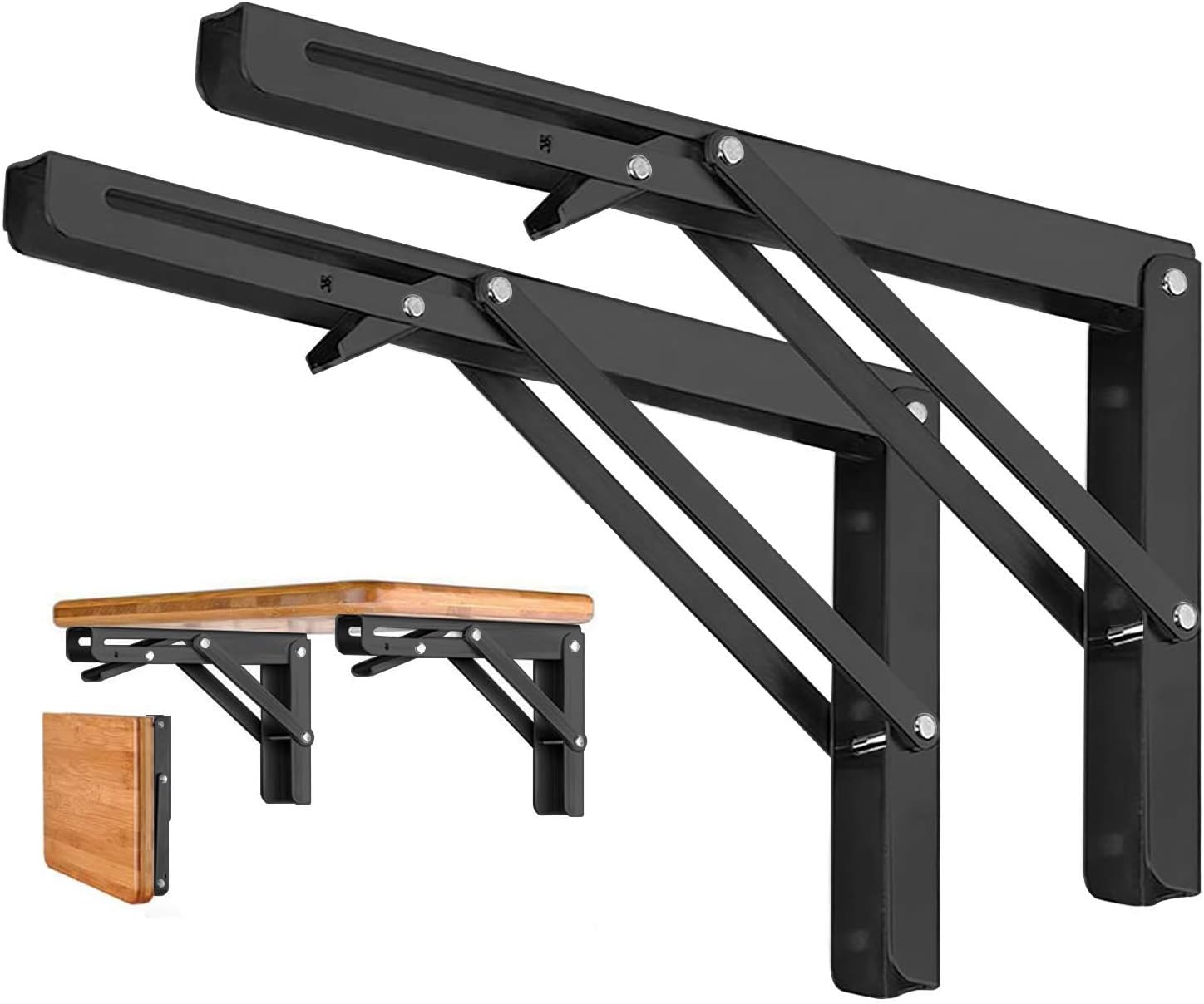 Lot de 2 consoles pliantes en acier inoxydable - Pour bancs et étagères ...