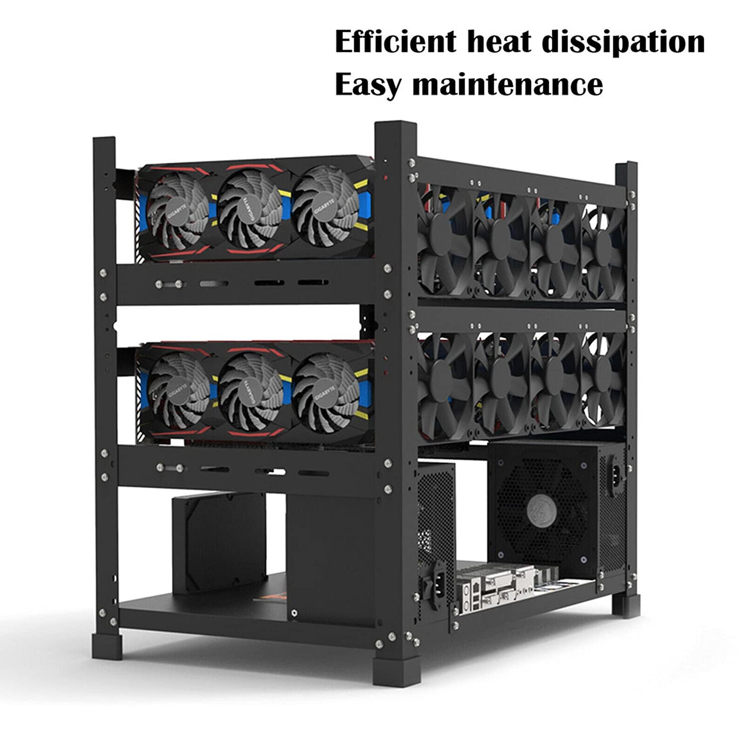 Mining Rig Frame - 3 Layers 12 GPU Steel Mining Case Bitcoin Ethereum ...