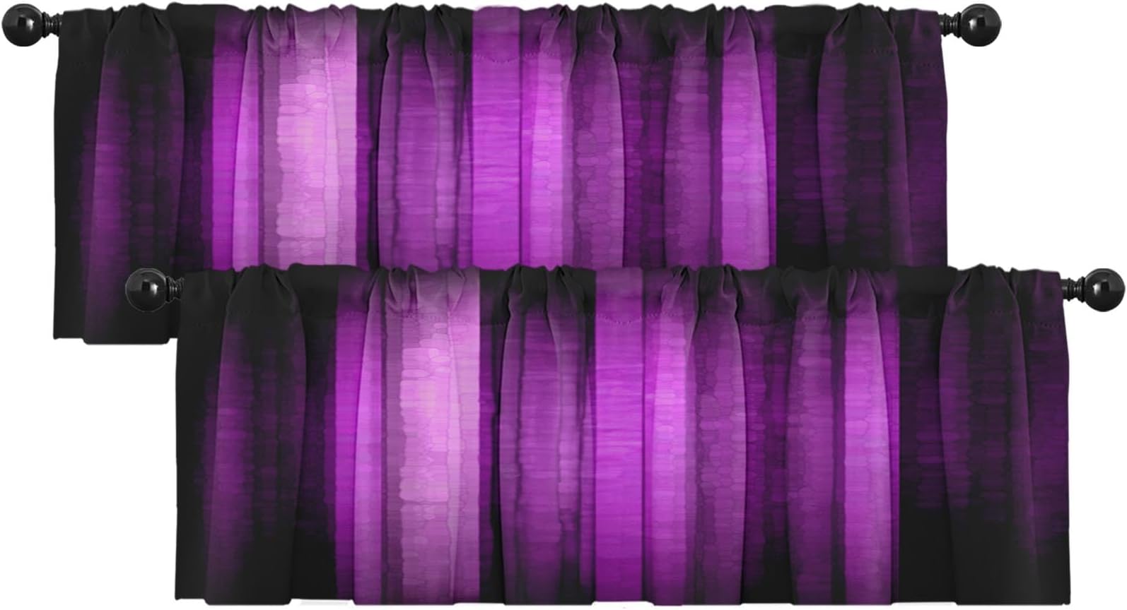 Amazon.com: Emvency 2 Pack Valances Window Treatments, Purple Striped ...