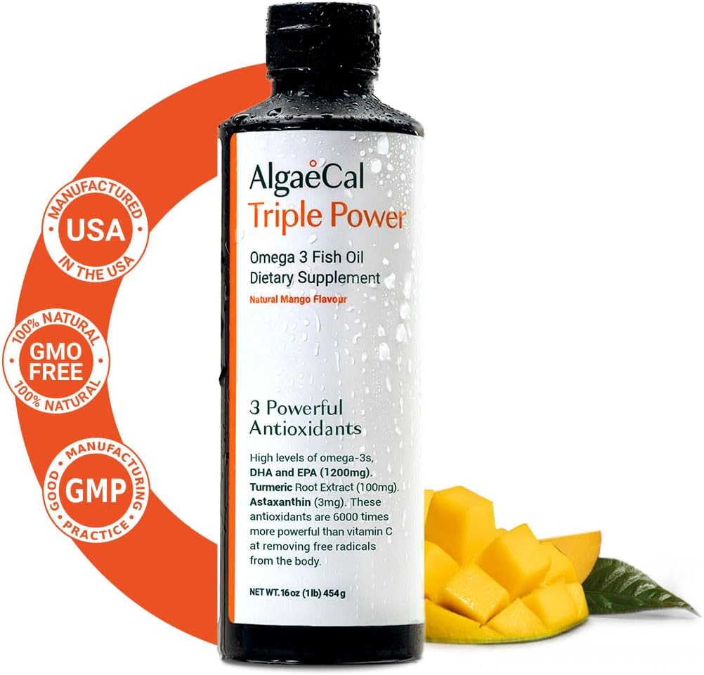 Amazon.com: ALGAECAL Triple Power 1200mg EPA & DHA Omega-3s Fish Oil ...
