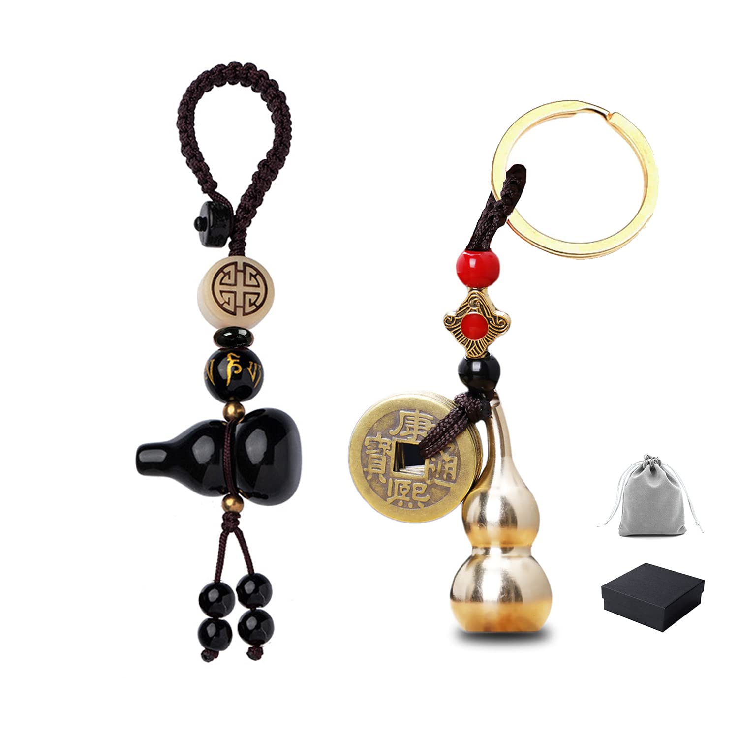 Buy Natural Obsidian Gourd Pendant Six Words Mantra Amulet+Brass ...