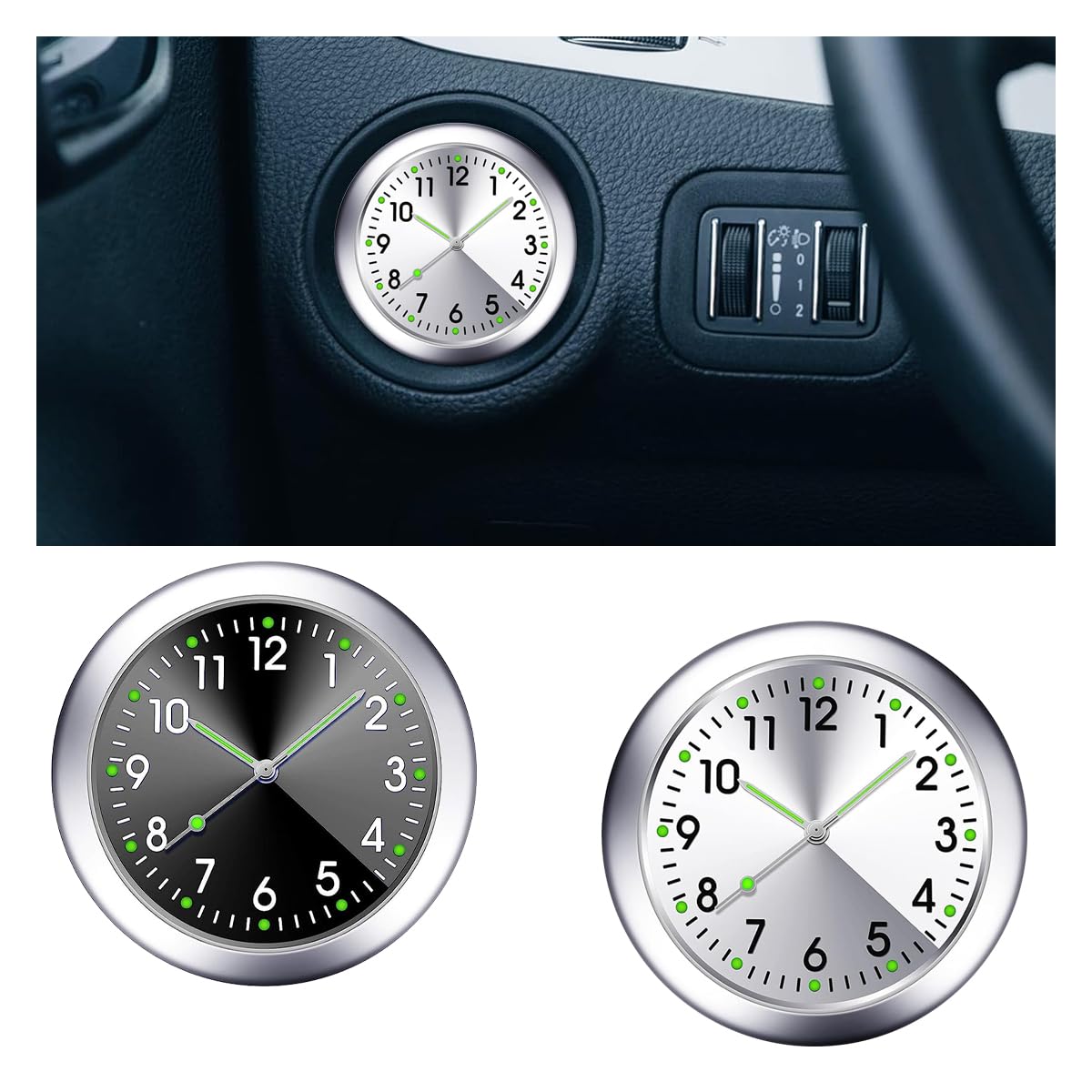 Amazon.com: 2PCS Car Mini Clock, Car Luminous Clock with Adhesive, Car ...