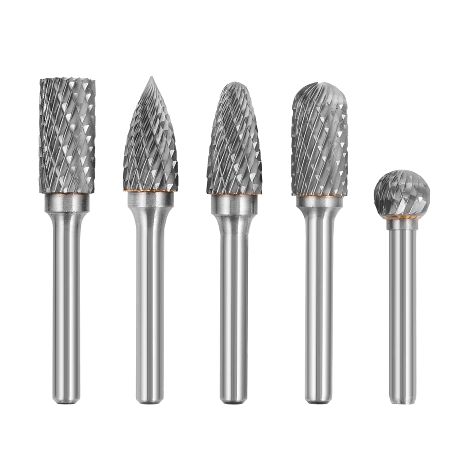 KangTeer Carbide Burr Set 5Pcs 12mm Cutter Head 1/4" Shank Double Cut ...