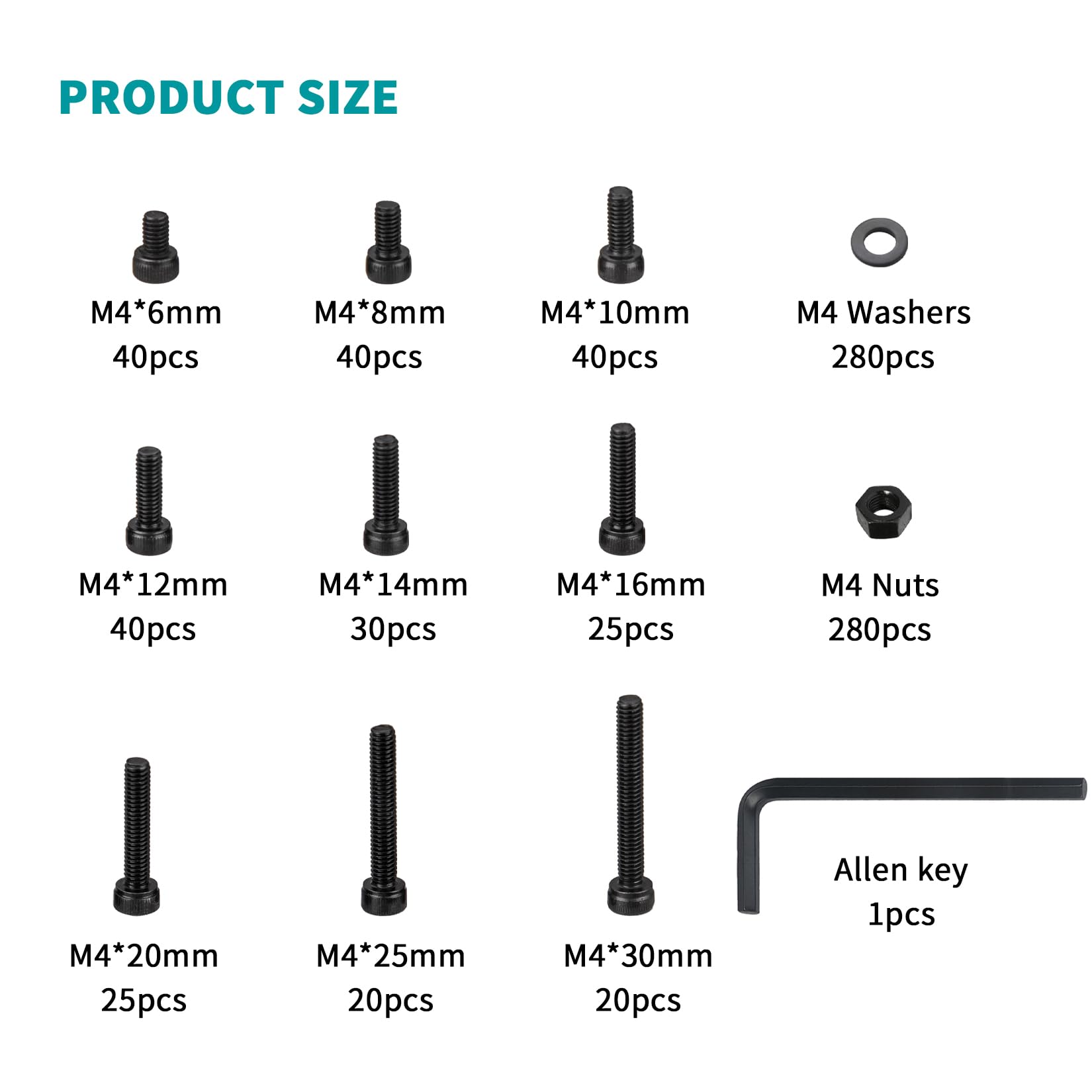 Snapklik.com : 840 Pcs M4 Screws And Nuts, M4 Bolts And Nuts Assortment ...