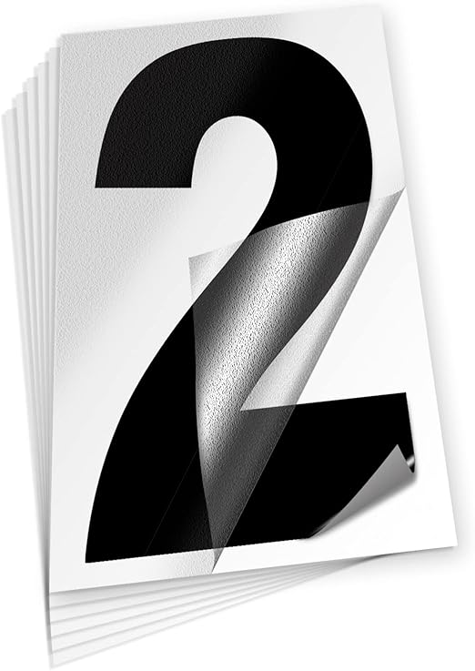 Amazon.com: iSYFIX Black Vinyl Number 2 (Two) Stickers - 6 Pack 8 inch ...